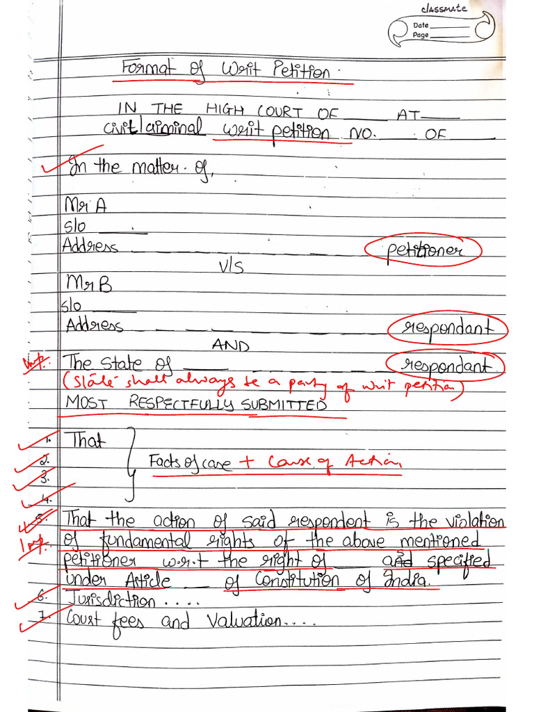 Writ Petition Format | PDF