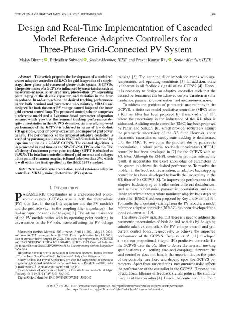 Design and Real-Time Implementation of Cascaded Model Reference Adaptive Controllers For A Three ...