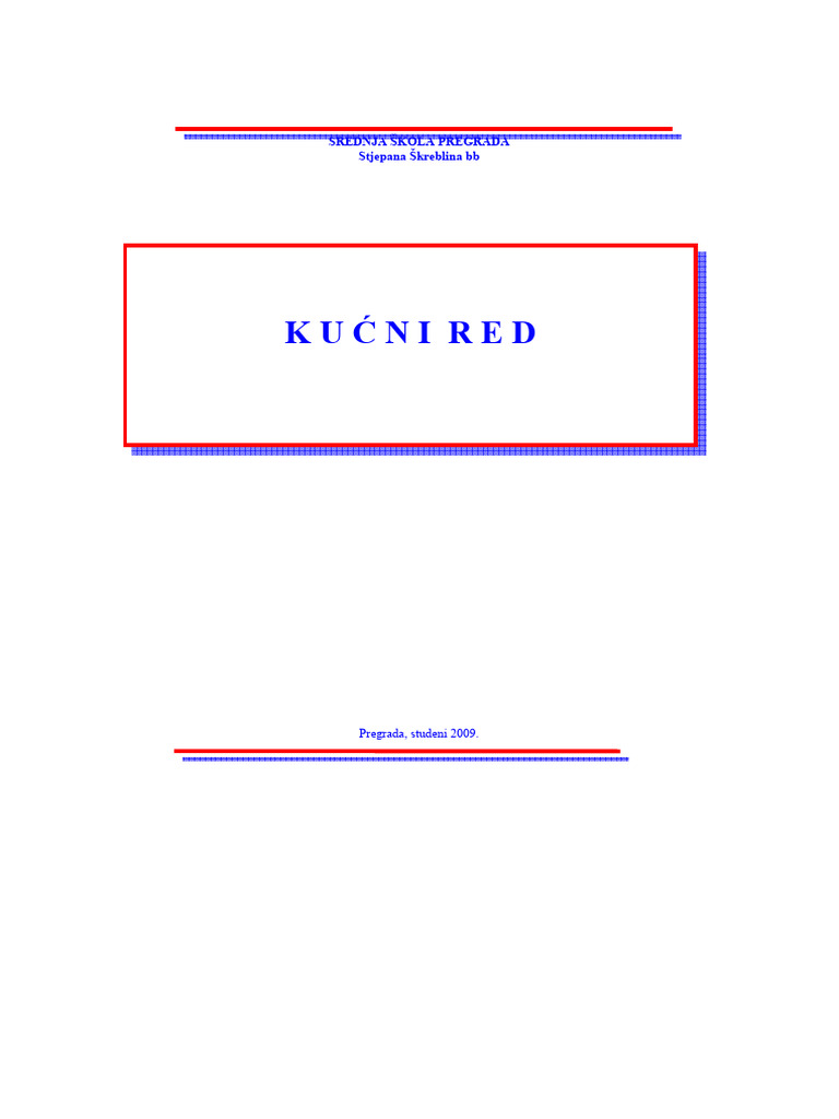 Kucni Red Skole | PDF