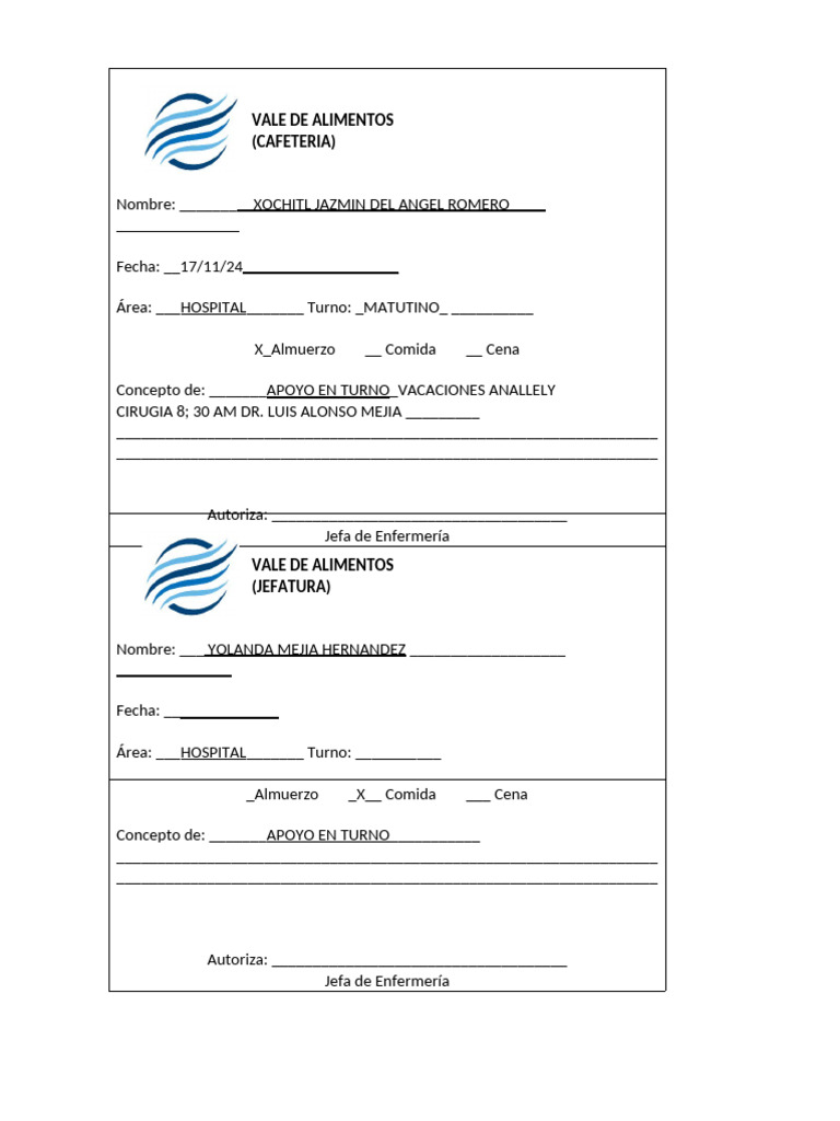 VALE DE ALIMENTOS - Docx2022 | PDF