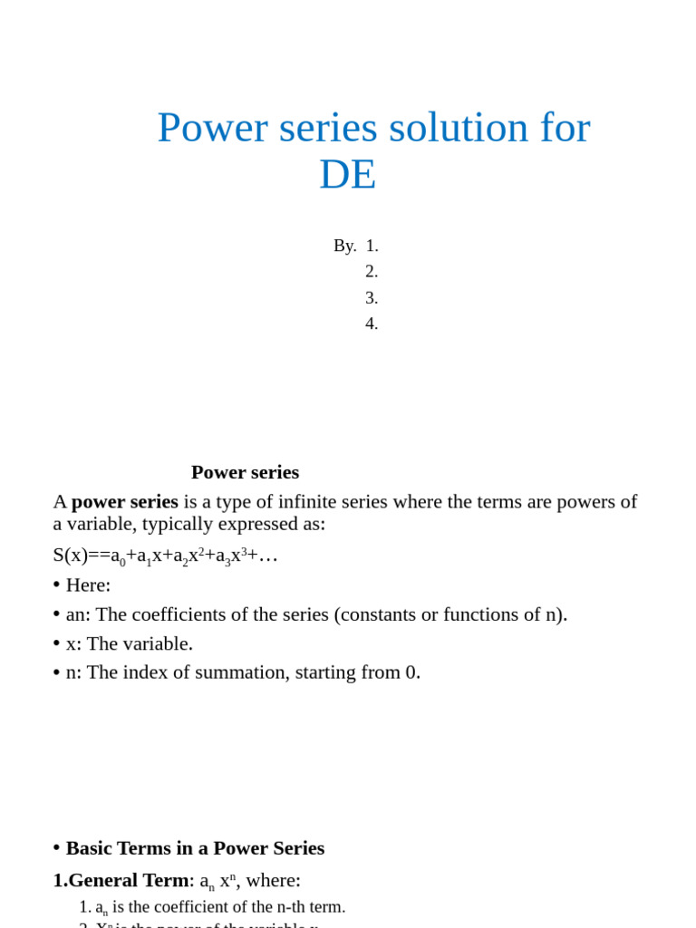 Power Series Solutions for DE | PDF | Power Series | Mathematics