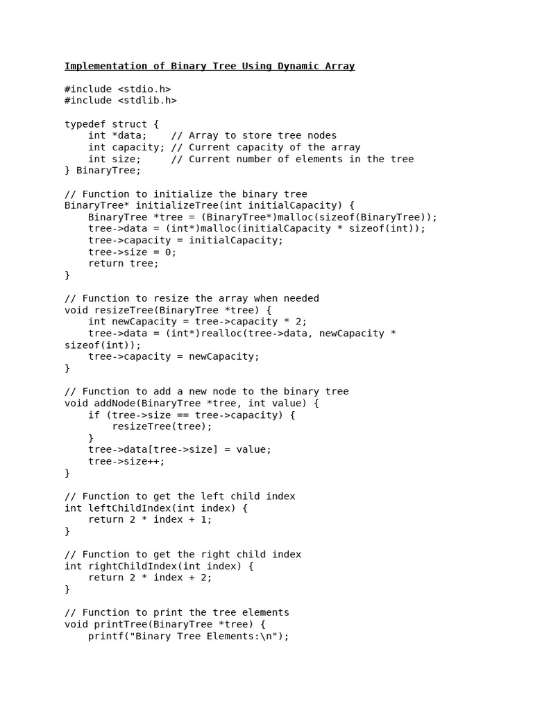 implementation of Binary tree | PDF | Computing | Algorithms And Data ... implementation of Binary tree | PDF | Computing | Algorithms And Data ...