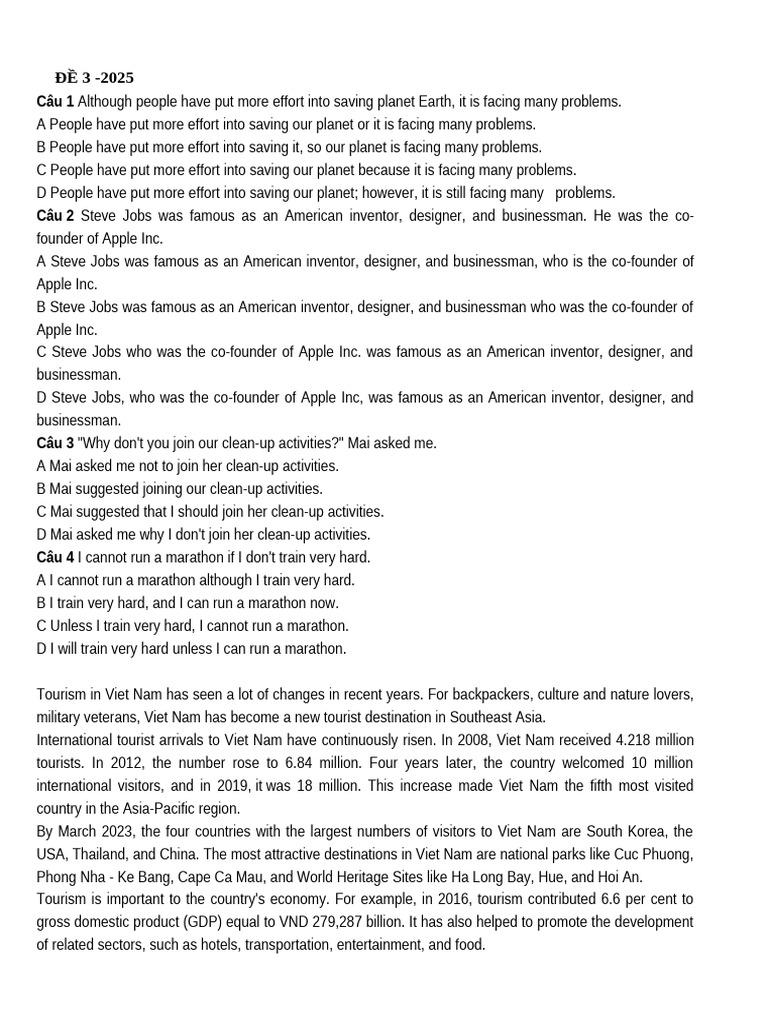 ĐỀ 3-A9 2025 | PDF | Meal | Fast Food