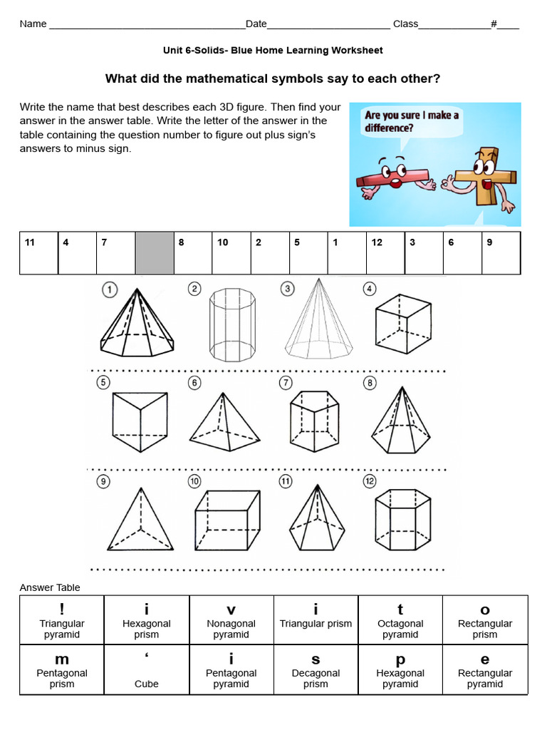 3D Shapes Worksheet: Pyramids & Prisms | PDF
