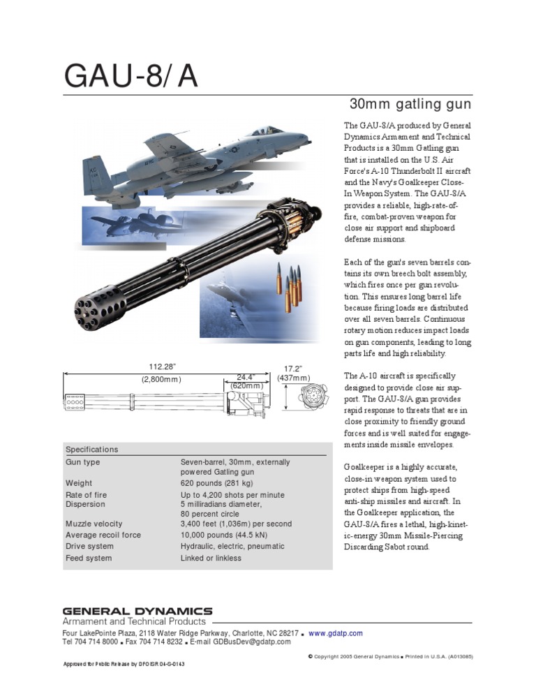 General Dynamics - GAU-8/A 30mm Gatling Gun | PDF | Computers | History