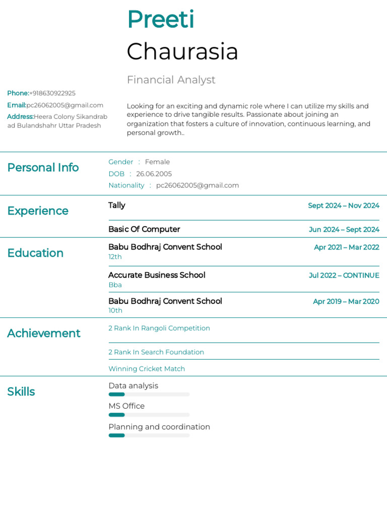 Preeti Chaurasia Resume | PDF