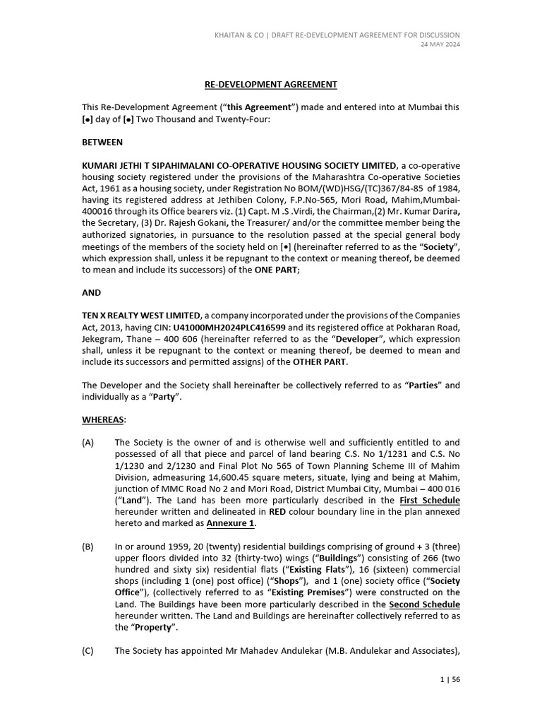 Draft-DA-Annexures-And_Members-Consent-Letter | PDF | Leasehold Estate ...