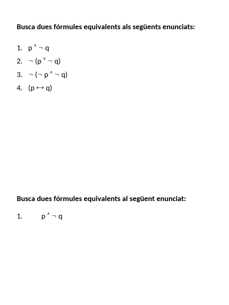 Exercicis Equivalències | PDF