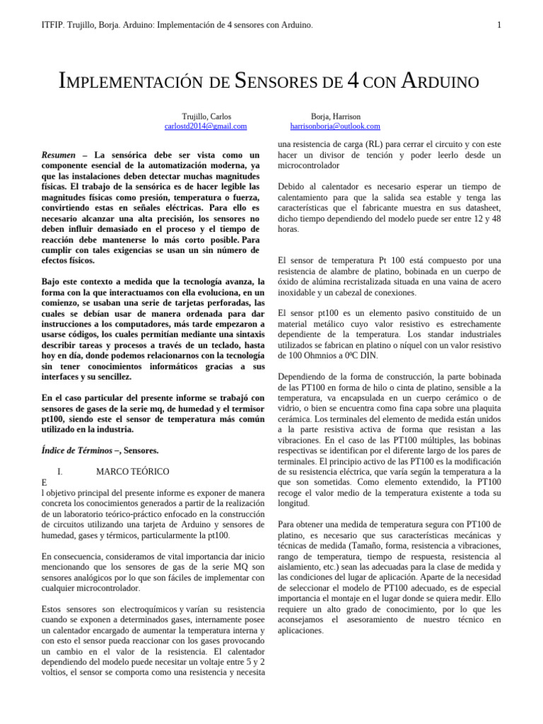 INFORME SENSORES segundo corte | PDF | Humedad | Sensor