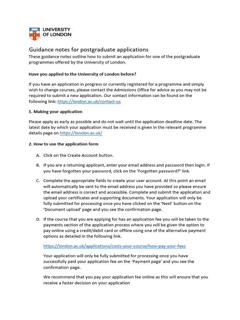 Postgraduate Application Guidance UK | PDF | Identity Document