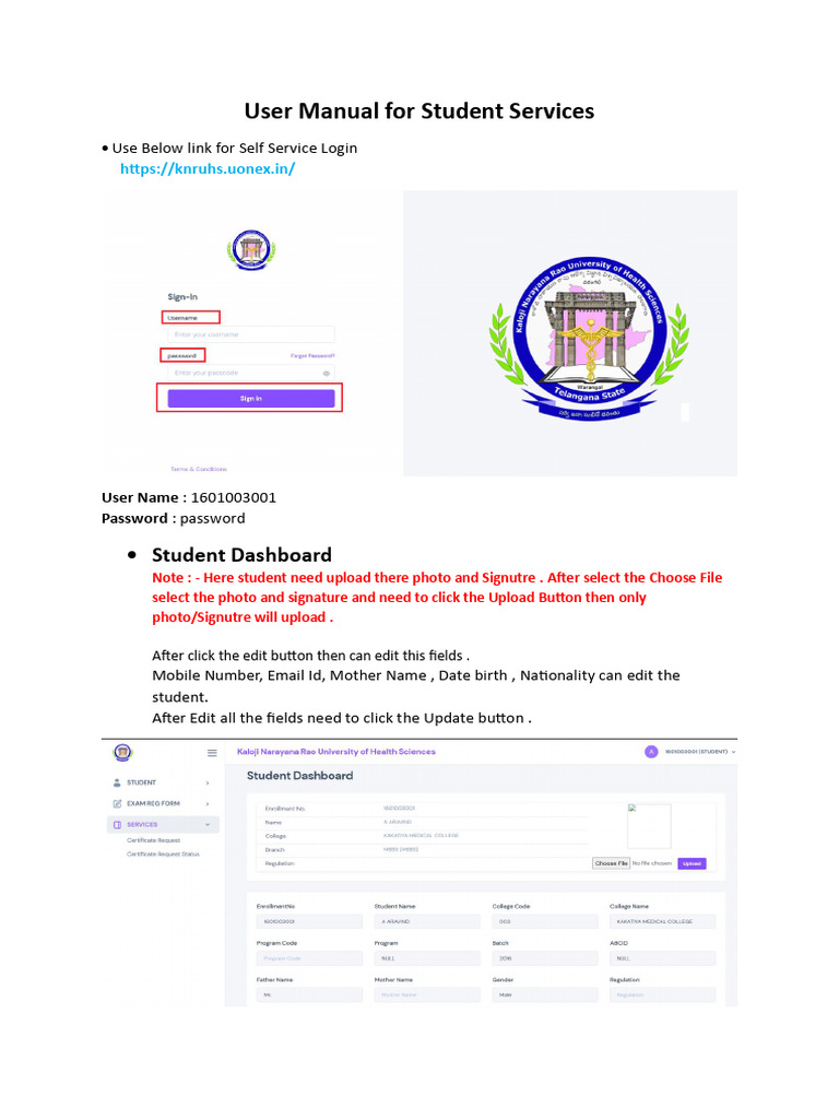 Student Services User Manual Guide | PDF