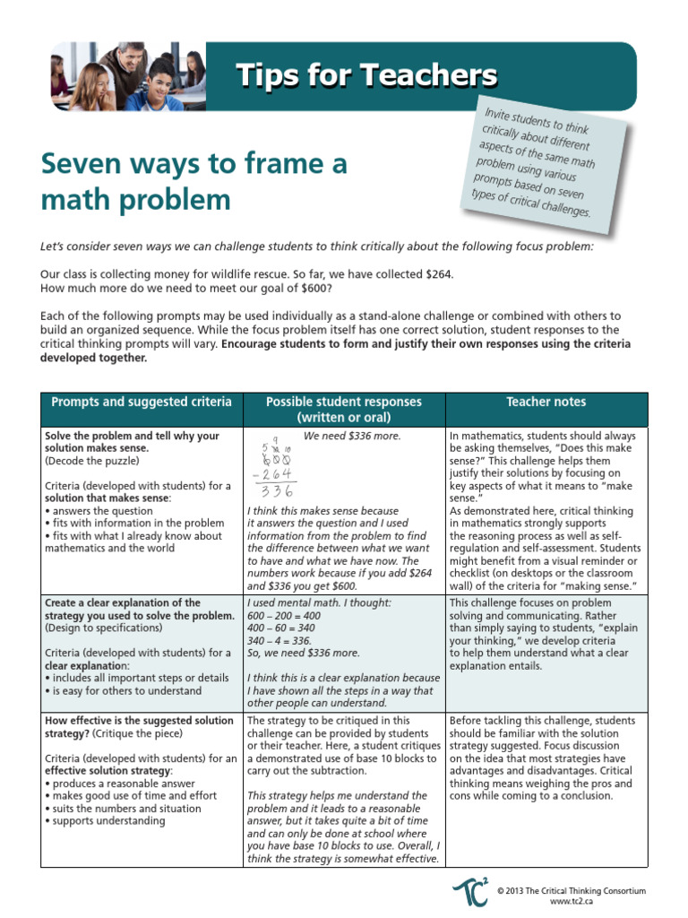 7 Ways to Frame Math Prob | PDF | Mathematics | Thought