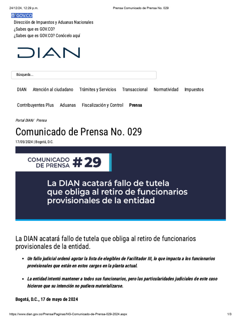 Prensa Comunicado de Prensa No. 029 | PDF | Gobierno