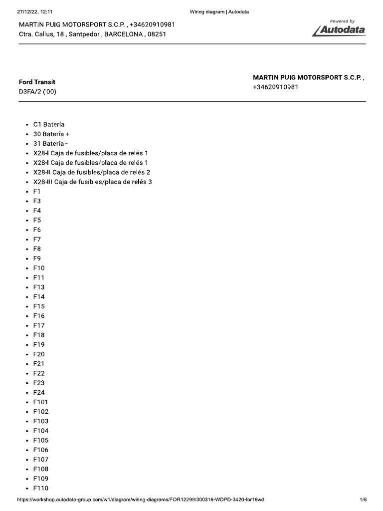 Ford Transit - Esquema Electrico | PDF