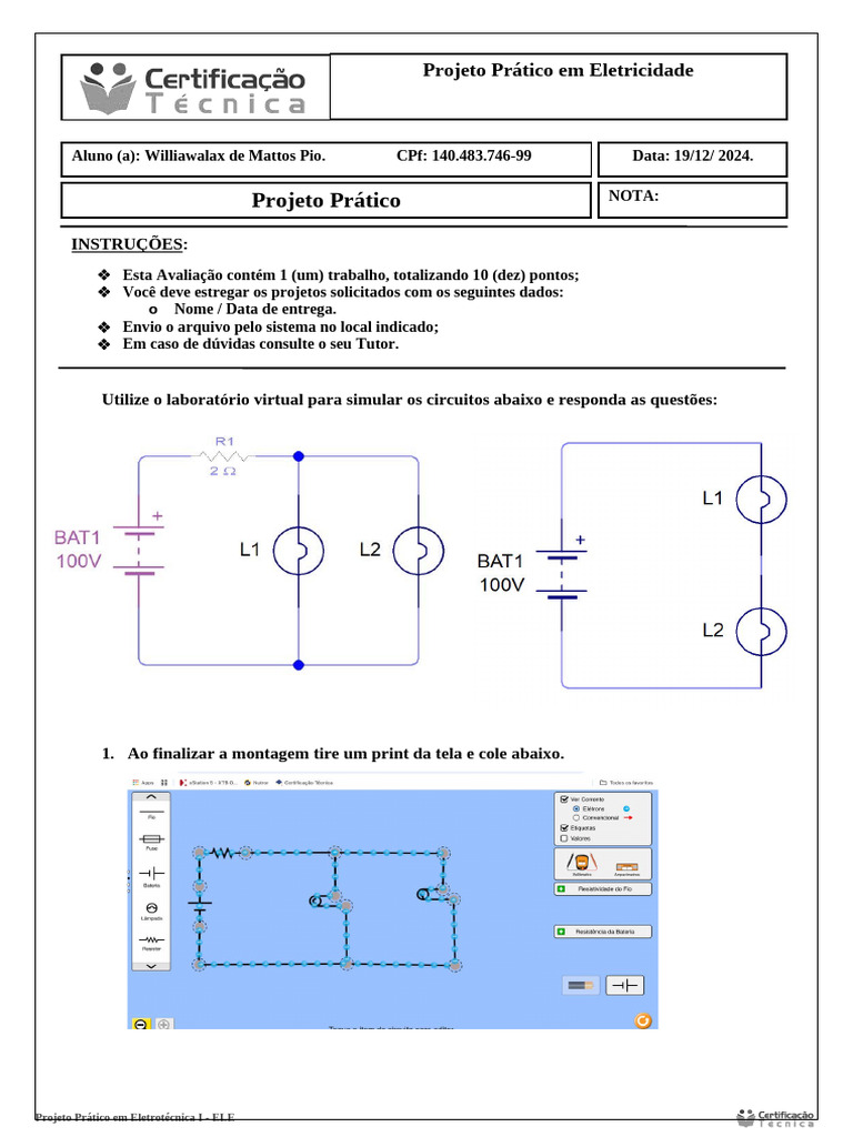 Projeto Prático em Eletricidade | PDF