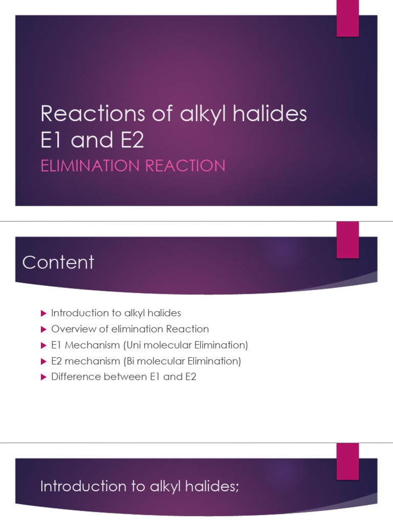 E1 and E2 Mechanisms of Alkyl Halides | PDF | Chemical Reactions | Alkene