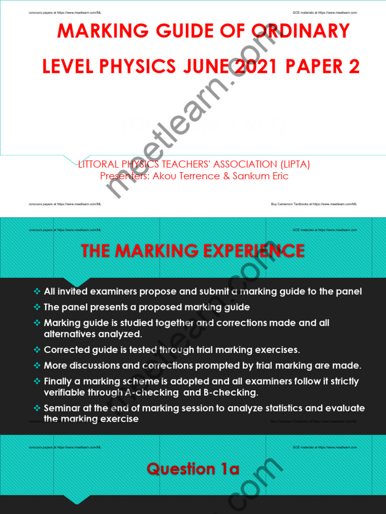 GCE Ordinary Level 2020 Physics Paper 2 Mark Guide | PDF | Isotope ...