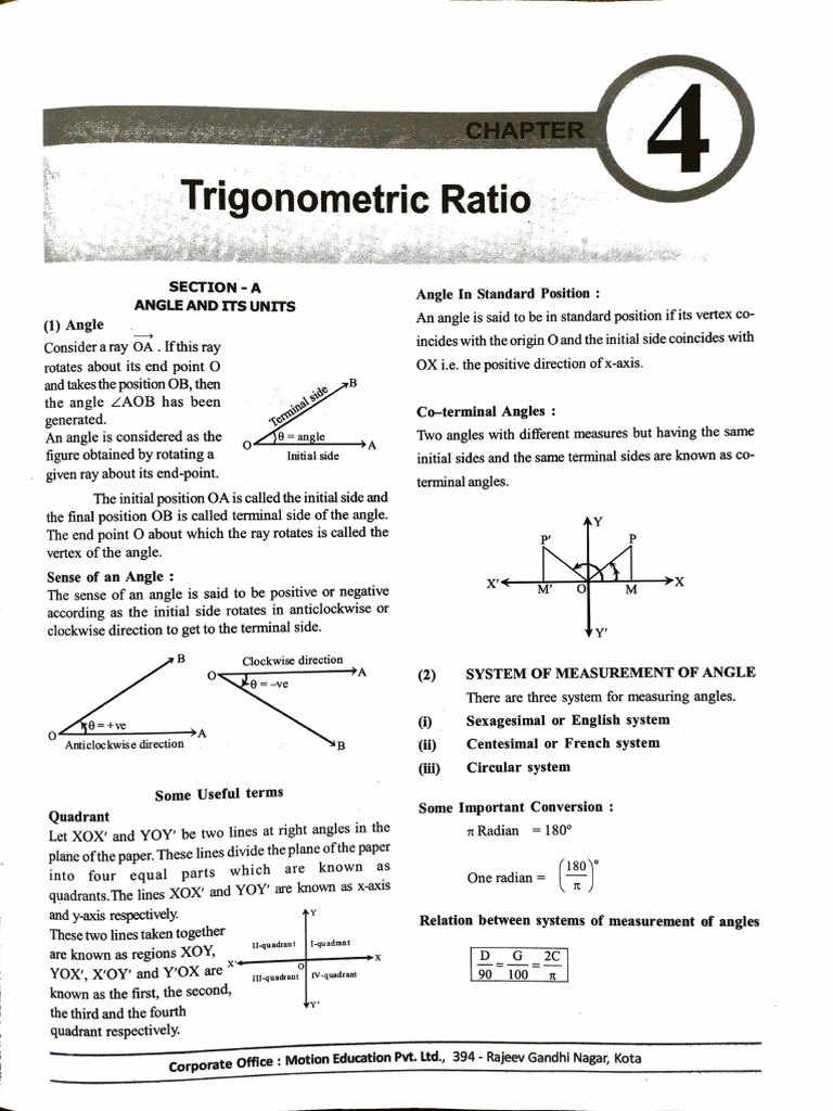 MOTION-11 Trigo. Ratio | PDF | Angle | Geometric Measurement