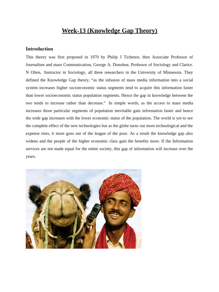 Week-13 (Knowledge Gap Theory) | PDF | Human Communication | Cognition