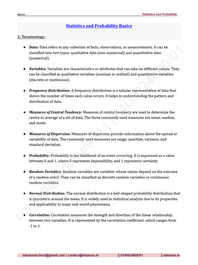 Basic Stats | PDF | Mean | Probability Distribution