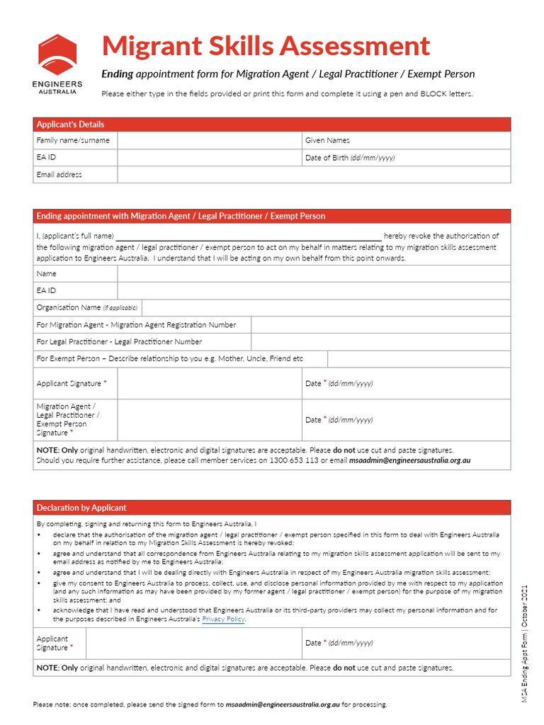 End Migration Agent Appointment Form | PDF