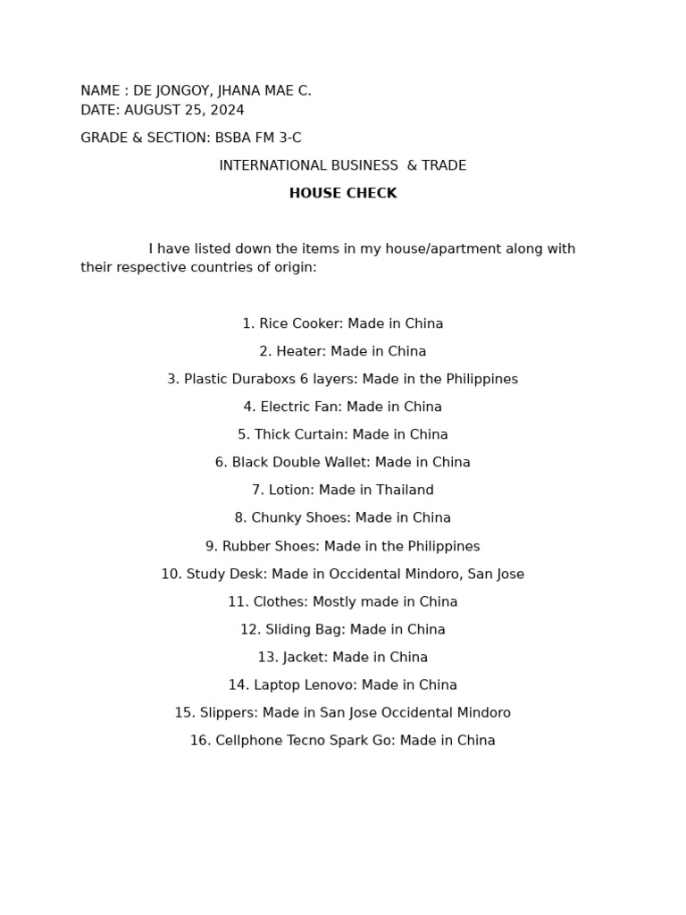 Ibt House Check | PDF