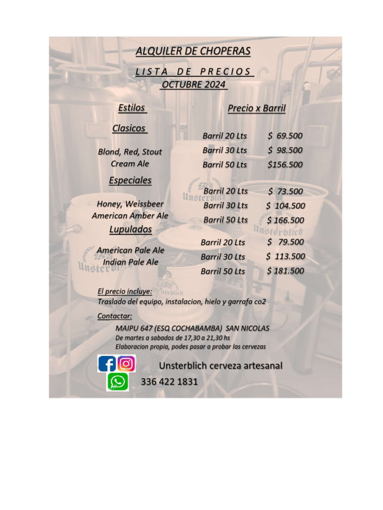 Lista Precios Choperas Octubre24 | PDF