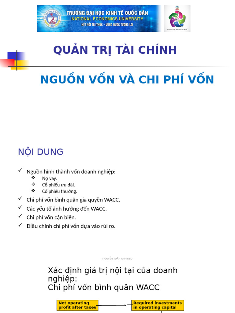 QTTC PPT Ch05b Quản trị Chi phí vốn của doanh nghiệp neu 2022 | PDF