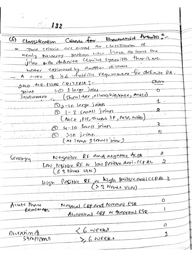RA Classification Criteria | PDF