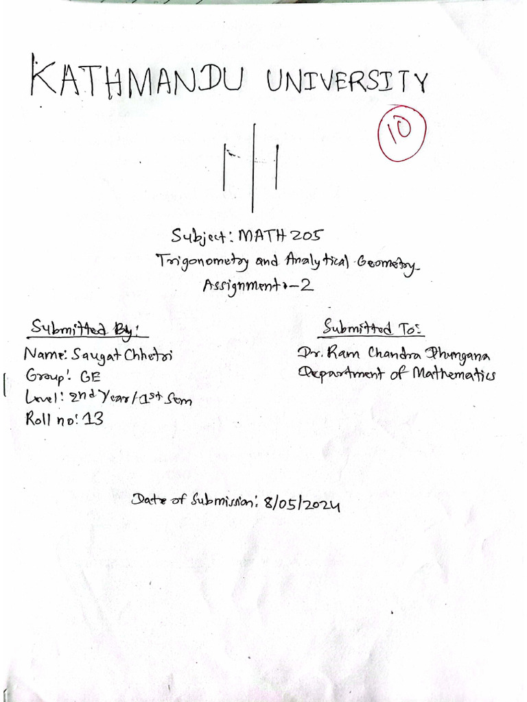 MATH 205 Assignment 2 Solutions | PDF