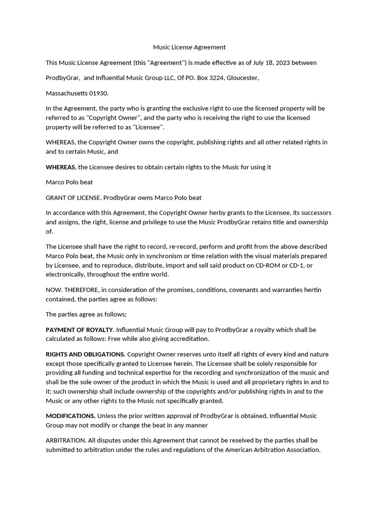 Marco Polo Contract | PDF | Indemnity | License