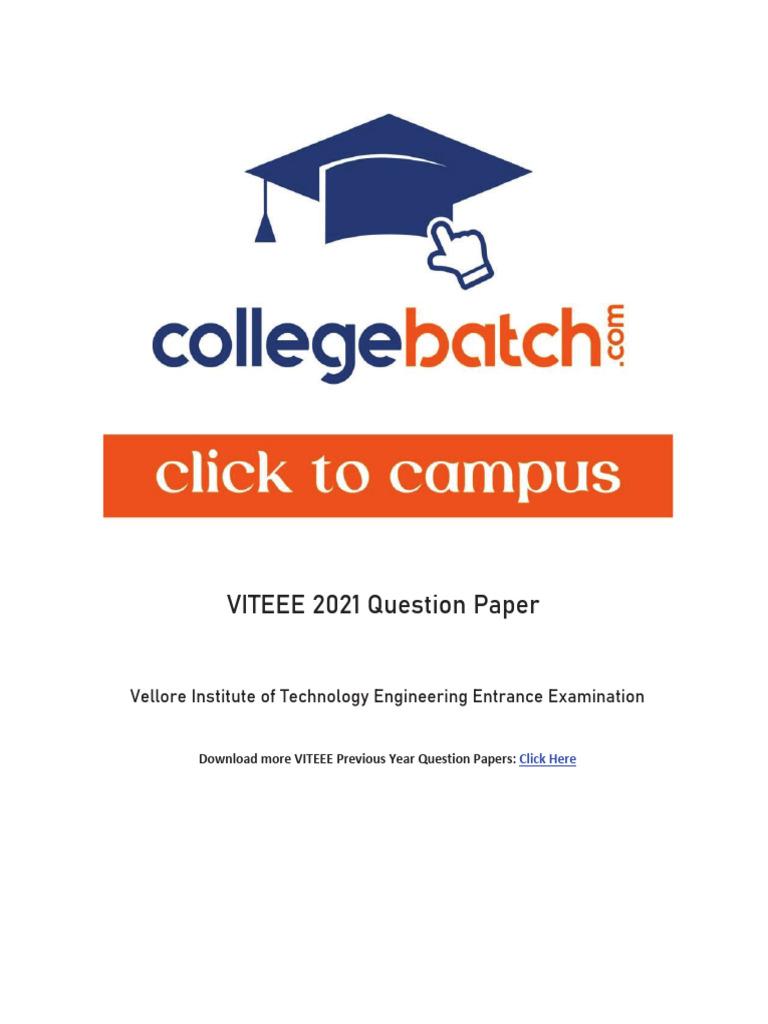 VITEEE 2021 Question Paper | PDF | Magnetic Field | Physics