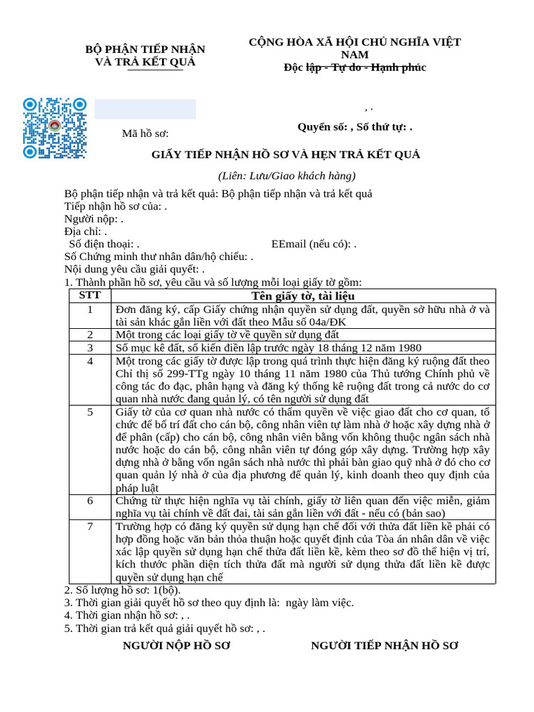 Phieu Tiep Nhan 8259 | PDF