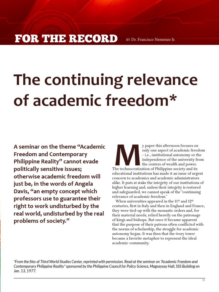 UPDate Vol4 Num1 5 The Continuing Relevance of Academic Freedom | PDF ...