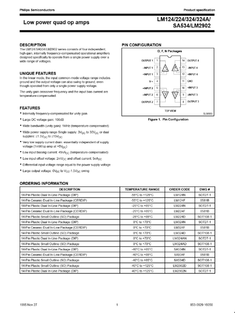 LM324 PDF, LM324 Description, LM324 Datasheet, LM324 View - ALLDATASHEET | PDF