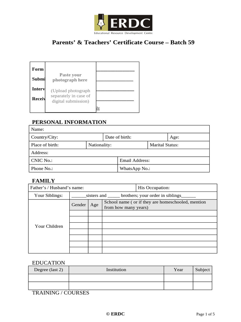Application Form PTCC 58 6 | PDF