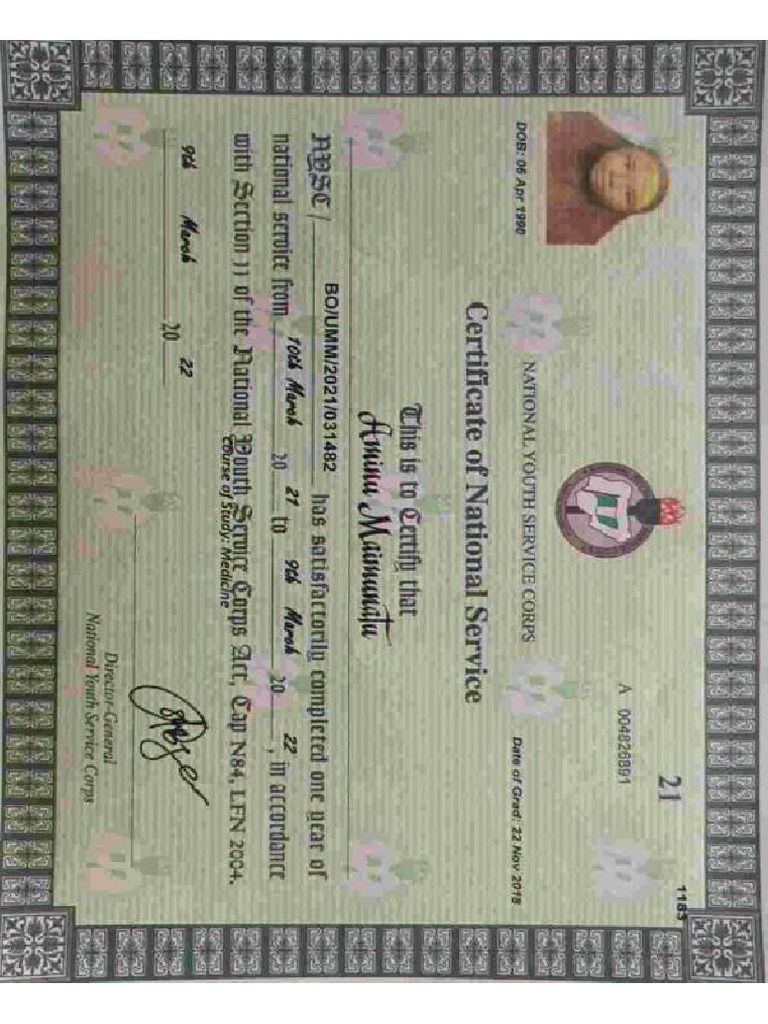 Nysc Certificate1 | PDF
