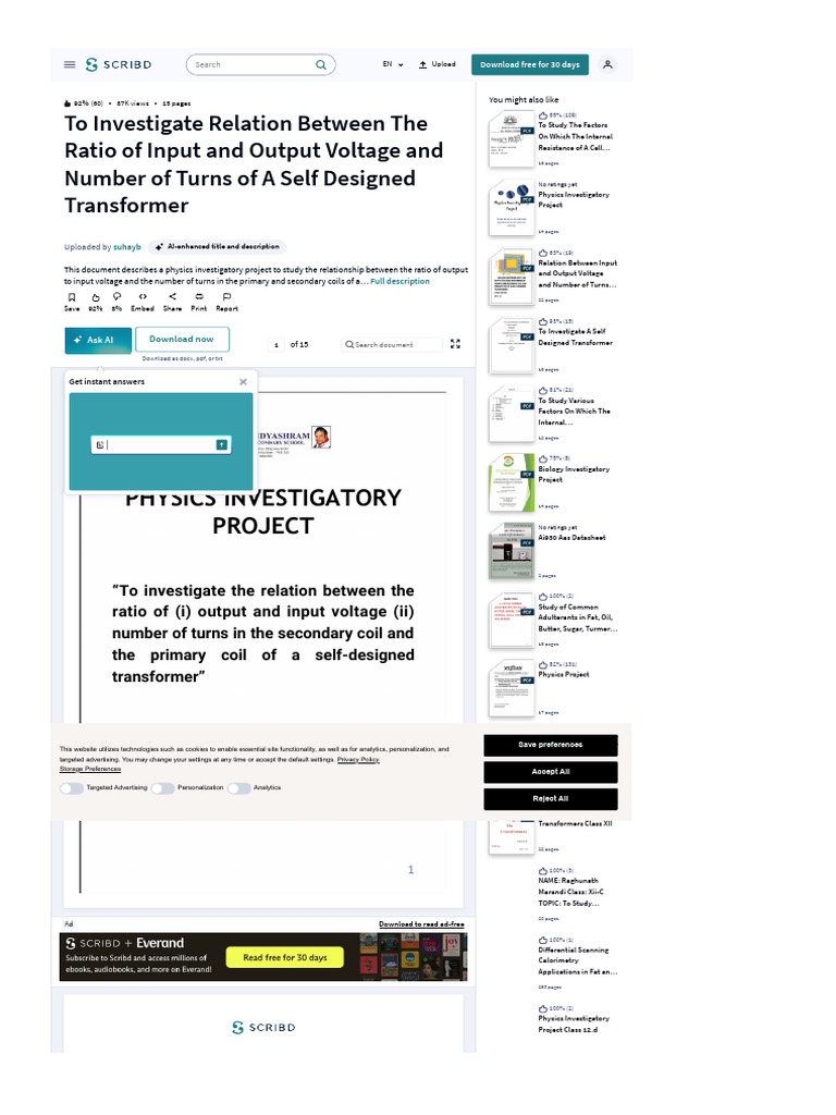 WWW Scribd Com Document 593301899 To Investigate Relation Between The ...