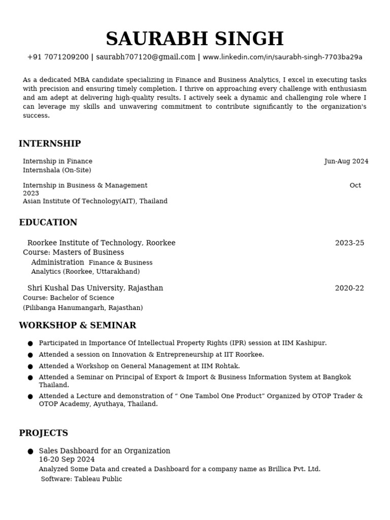 Saurabh Resume (1) | PDF | Business