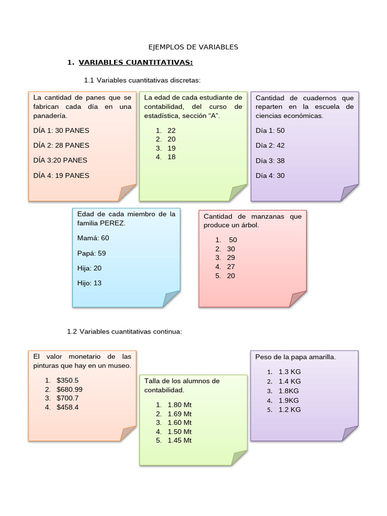 Ejemplos de Variables | PDF