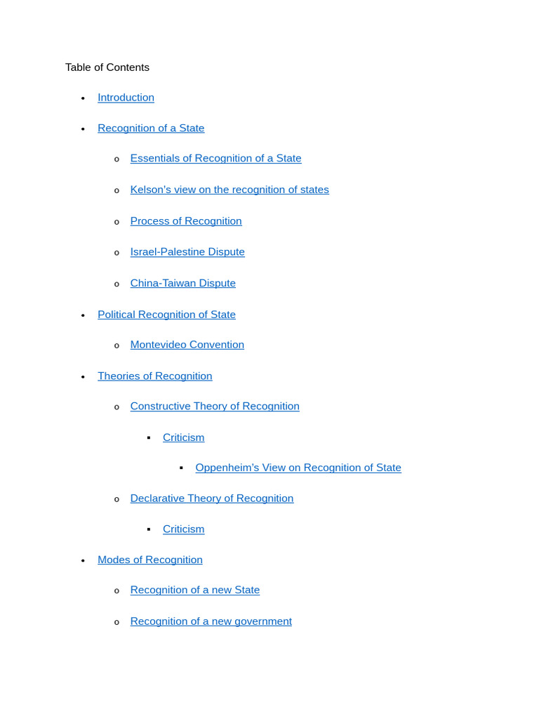 Understanding State Recognition in Law | PDF | International Law ...