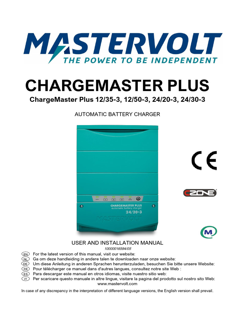 Mastervolt Chargemaster Plus Manual | PDF | Battery Charger | Electrical Wiring