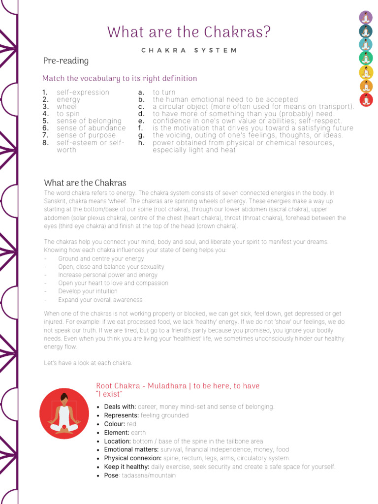 ENGA Chakra System Worksheet | PDF | Chakra