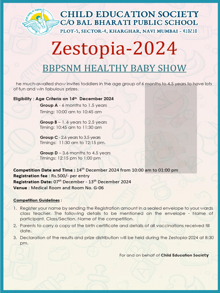 Zestopia 2024: Healthy Baby Show Details | PDF