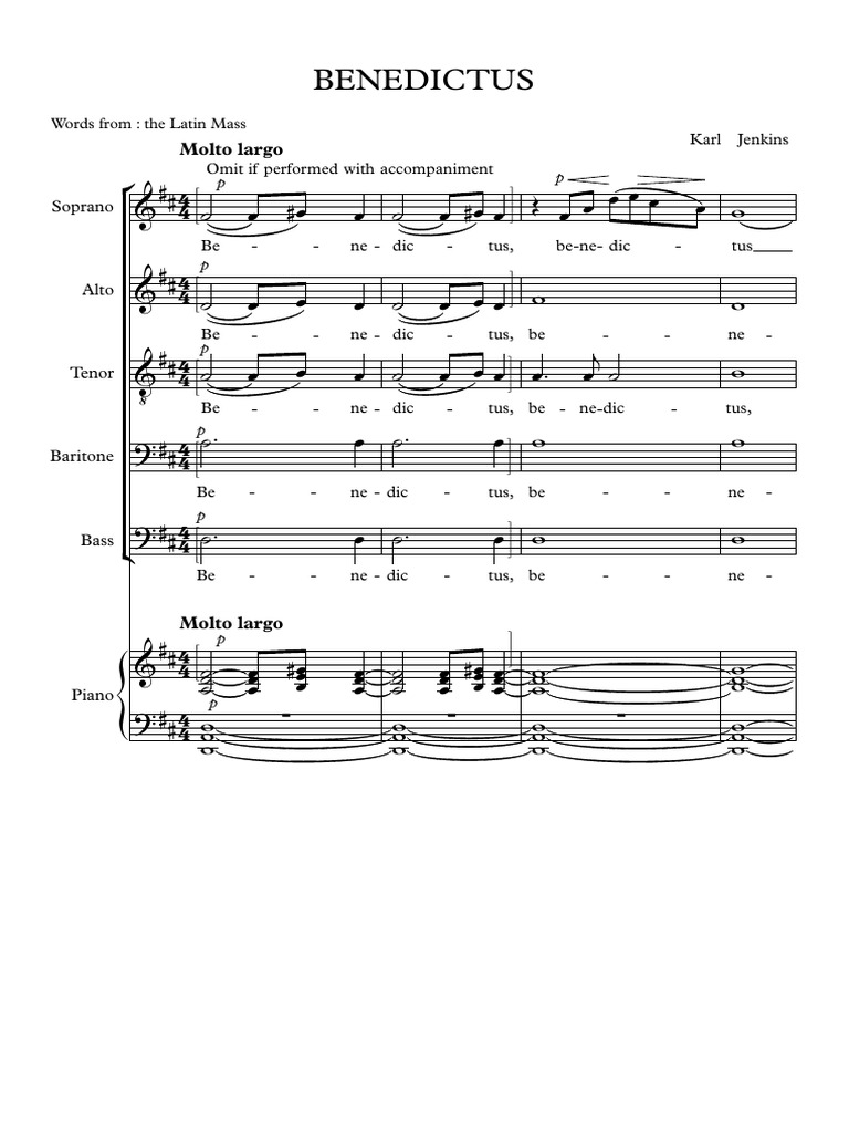 BENEDICTUS Van Karl Jenkins (Koor Met Begeleiding) - Full Score | PDF