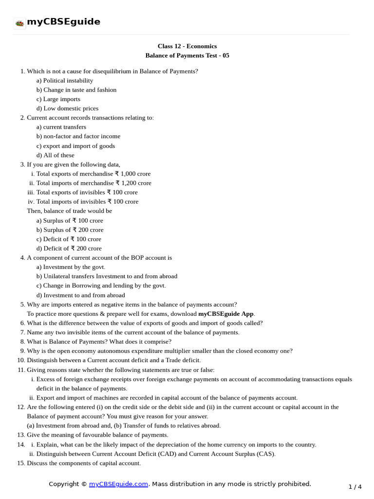 12_eco_tp_balanceofpayment_05 | PDF | Balance Of Payments | Balance Of Trade