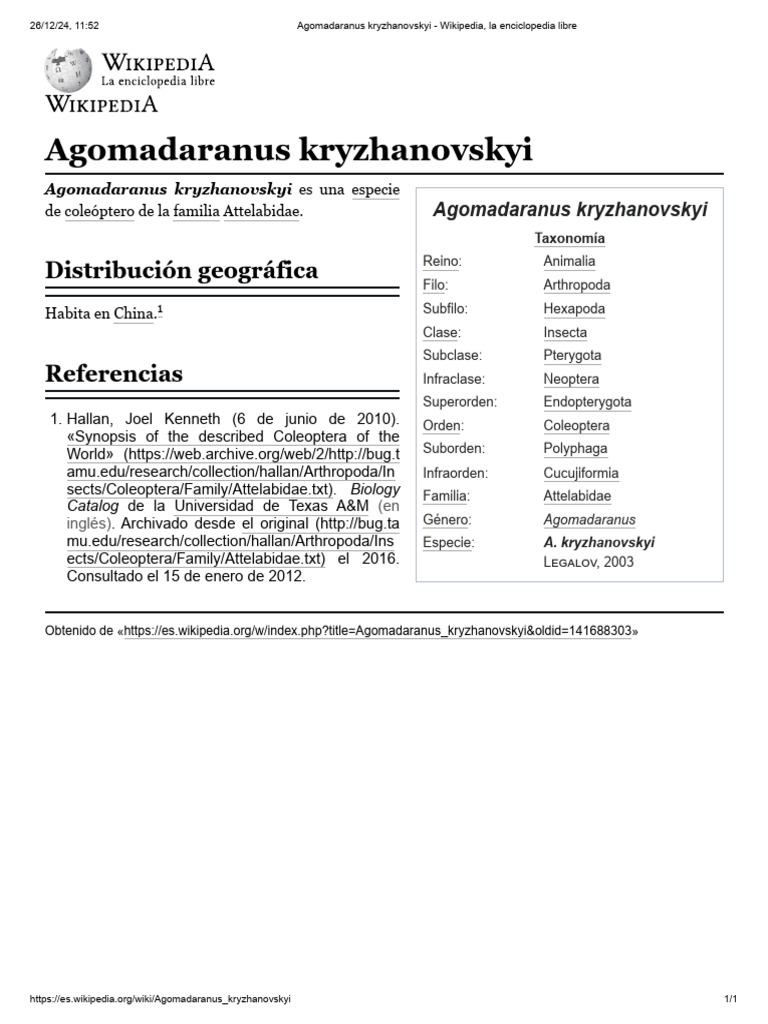 Agomadaranus Kryzhanovskyi - Wikipedia, La Enciclopedia Libre | PDF ...