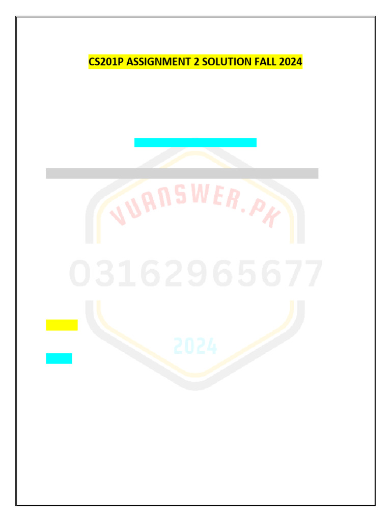 CS201P Assignment 2 Solution Fall 2024 | PDF | Computer Programming | Software Engineering