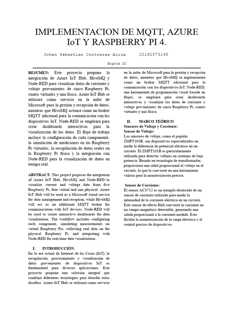 Implementacion de MQTT en La Nube Con Esp32 y Raspberry Pi 4. | PDF | Corriente alterna ...