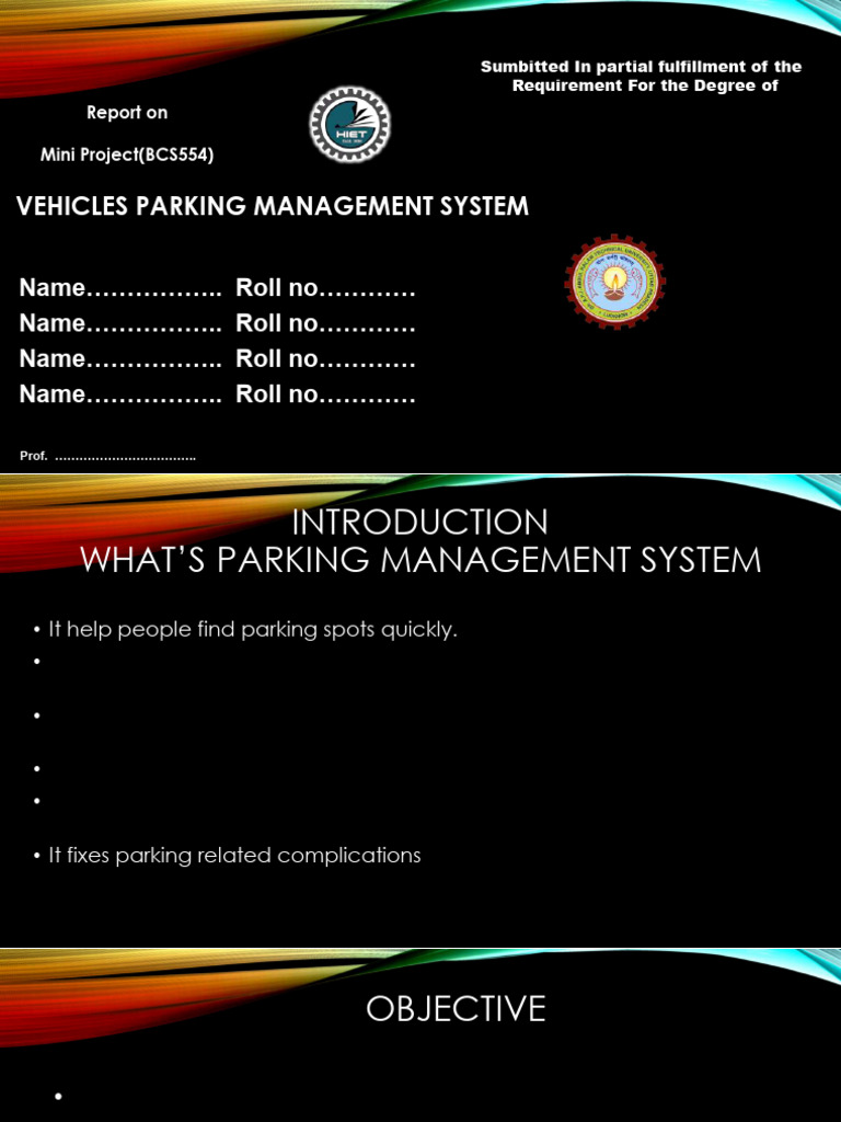 Mini Project PPT On Parking Management | PDF | Typefaces | Computing